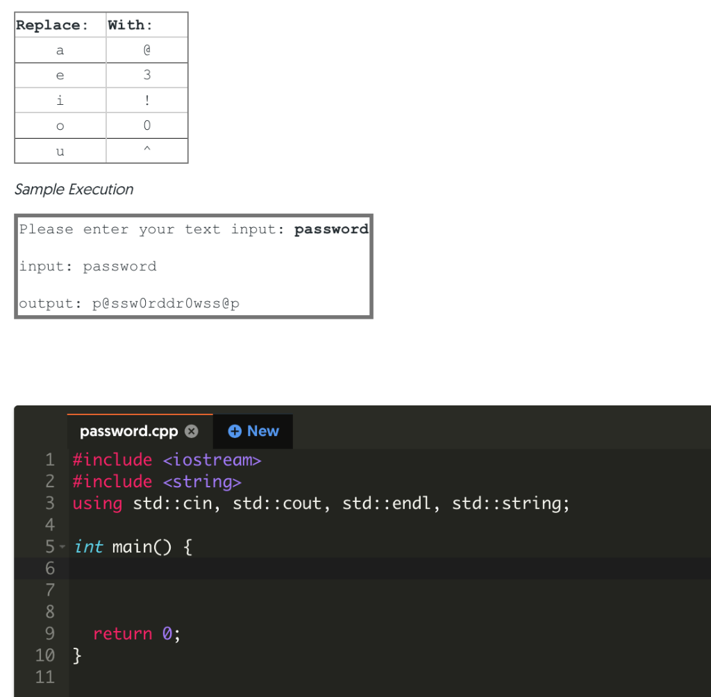 Solved Prompt the user to enter text, and replace a subset | Chegg.com