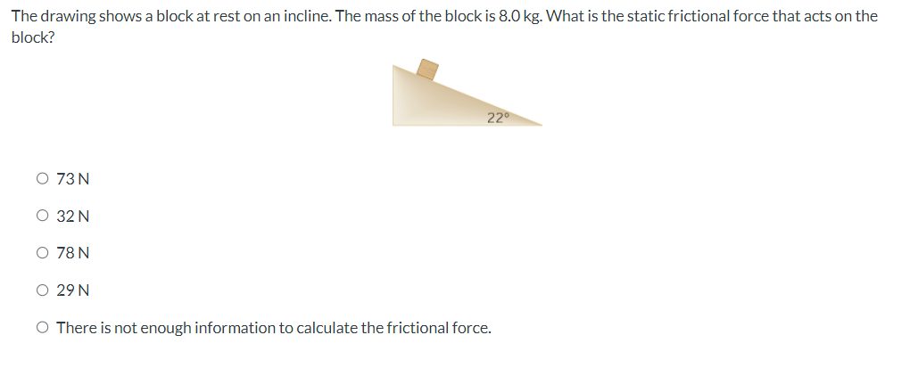 Solved The drawing shows a block at rest on an incline. The | Chegg.com