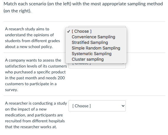 Solved Match each scenario (on the left) ﻿with the most | Chegg.com