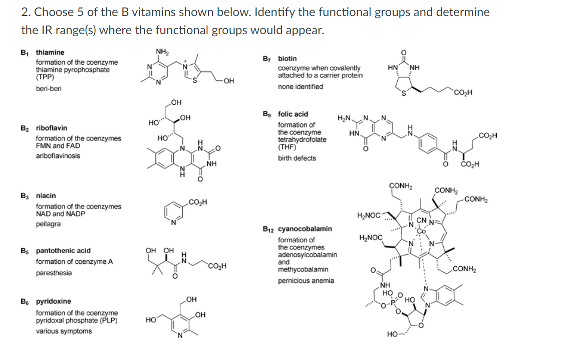 Solved Choose 5 ﻿of the B ﻿vitamins shown below. Identify | Chegg.com