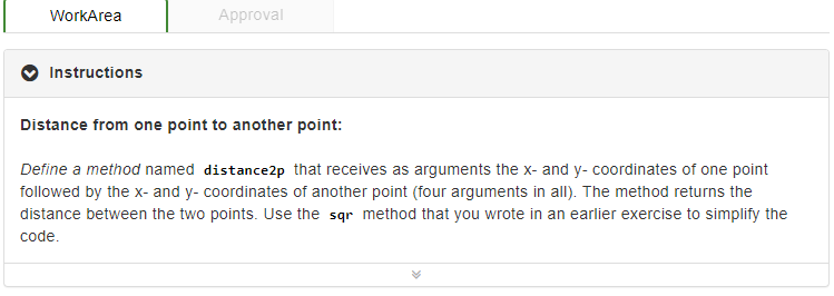 Solved WorkArea Approval Instructions Distance from one | Chegg.com