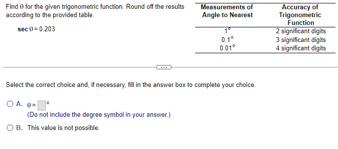 Solved Find θ for the given trigonometric function. Round | Chegg.com
