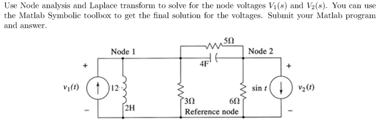 Solved Use Node analysis and Laplace transform to solve for | Chegg.com