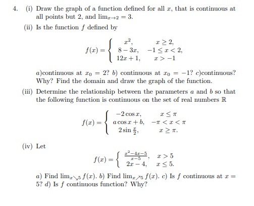 Solved (i) ﻿Draw the graph of ﻿a function defined for all x, | Chegg.com