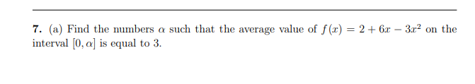 Solved (a) ﻿Find the numbers α ﻿such that the average value | Chegg.com