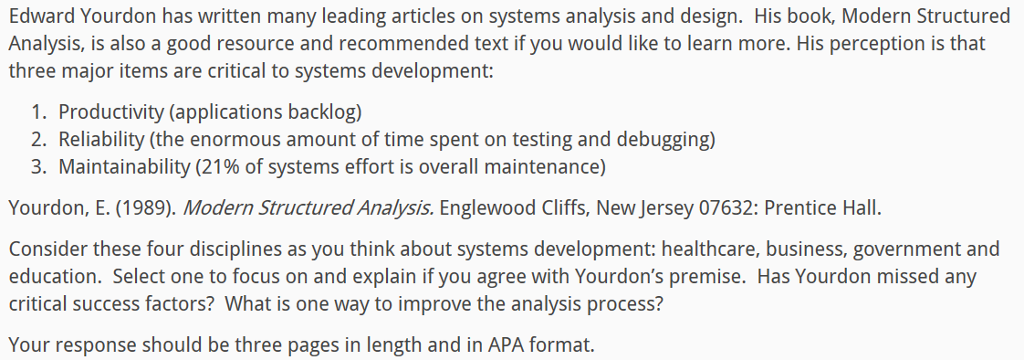 Solved Edward Yourdon has written many leading articles on | Chegg.com