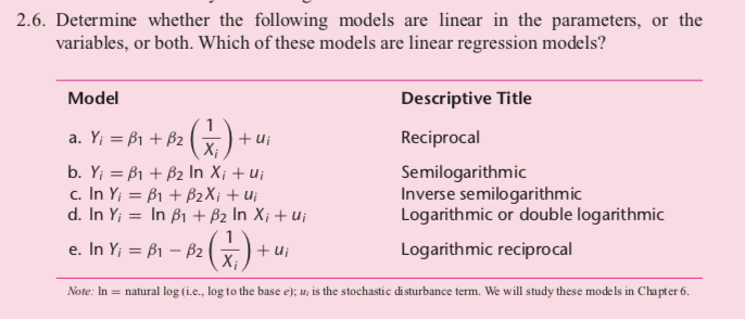 Solved 2.6. Determine whether the following models are | Chegg.com
