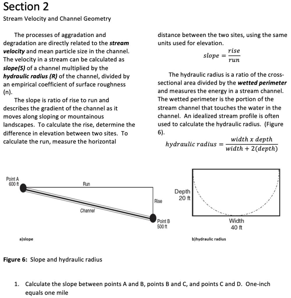 Solved Stream Velocity and Channel Geometry The processes of | Chegg.com