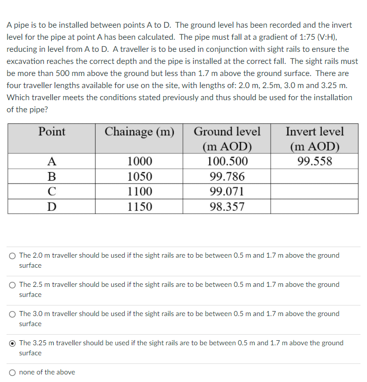 Solved A pipe is to be installed between points A to D. The | Chegg.com