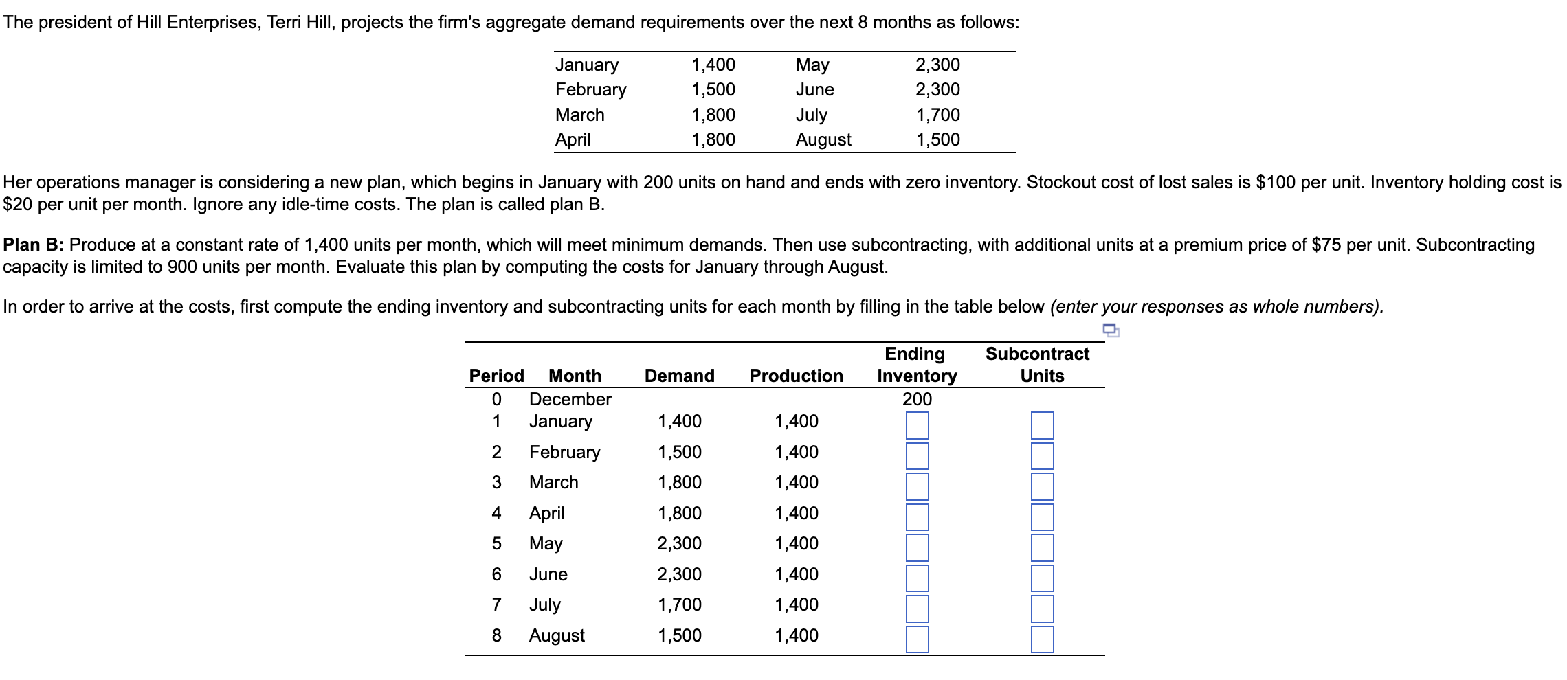 Solved Her operations manager is considering a new plan, | Chegg.com