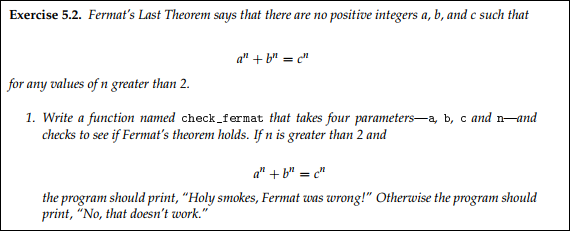 Solved Exercise 5.2. Fermat's Last Theorem says that there | Chegg.com