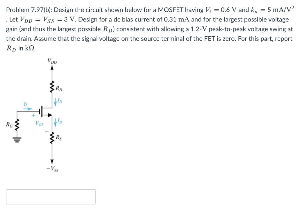 Solved Problem 7.97(b): Design the circuit shown below for a | Chegg.com
