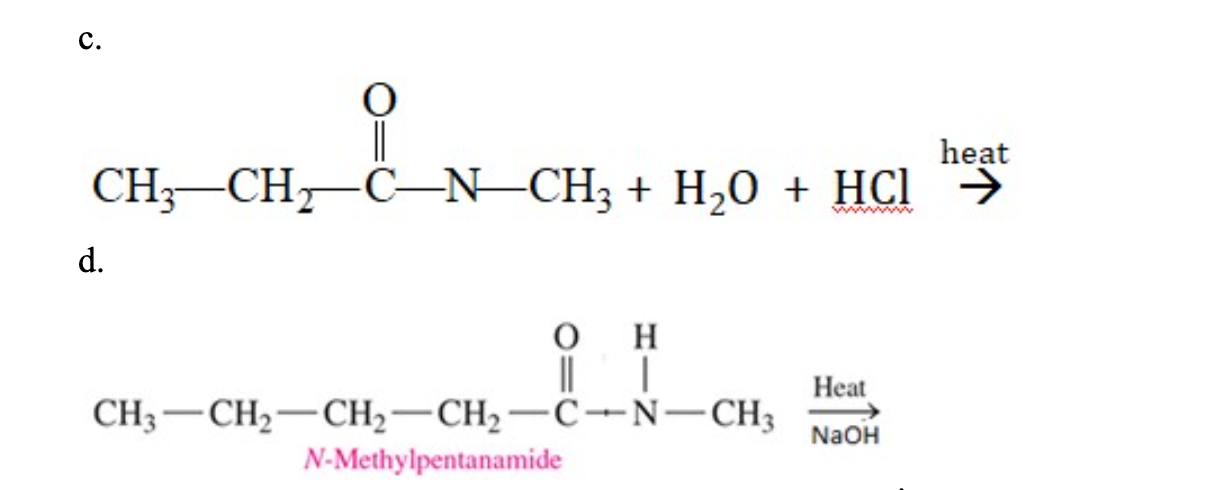 Solved c. O heat CH3-CH-CNCH3 + H2O + HCl → d. Ο Η CH3 | Chegg.com