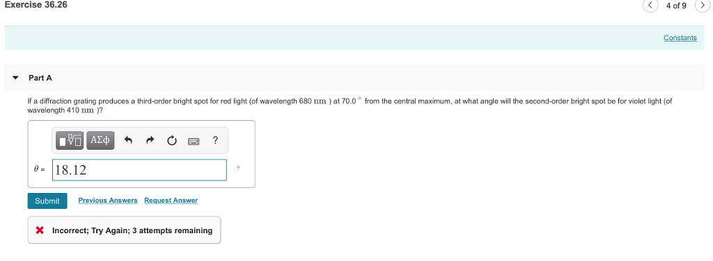Solved Exercise 36.26 4 of 9 Constants Part A If a | Chegg.com