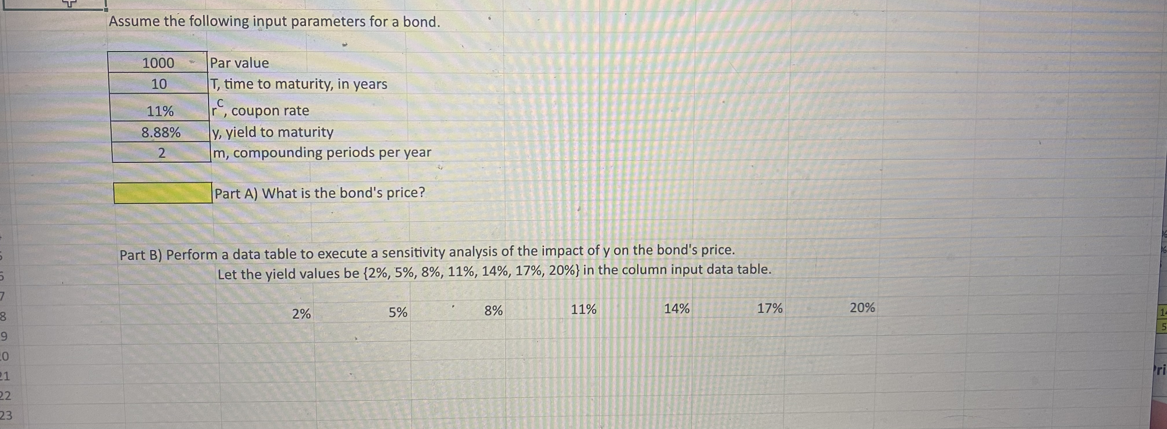 Solved Part B) Perform a data table to execute a sensitivity | Chegg.com