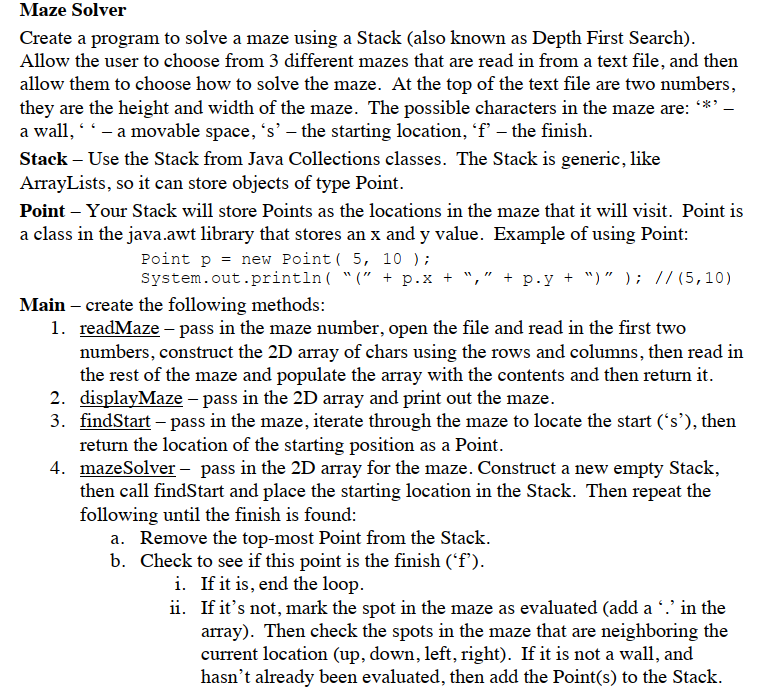 Please help me in the mazeSolver method in Java pls, | Chegg.com