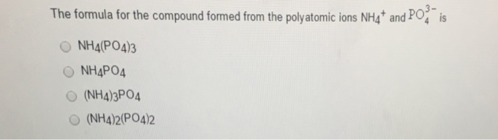 Solved The formula for the compound formed from the | Chegg.com