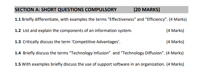 Solved 1.1 Briefly differentiate, with examples the terms | Chegg.com