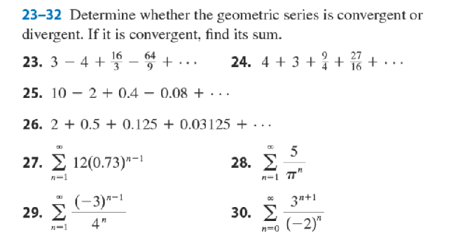 Solved 23-32 Determine whether the geometric series is | Chegg.com