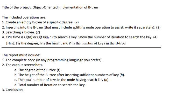 Solved Title of the project: Object-Oriented implementation | Chegg.com