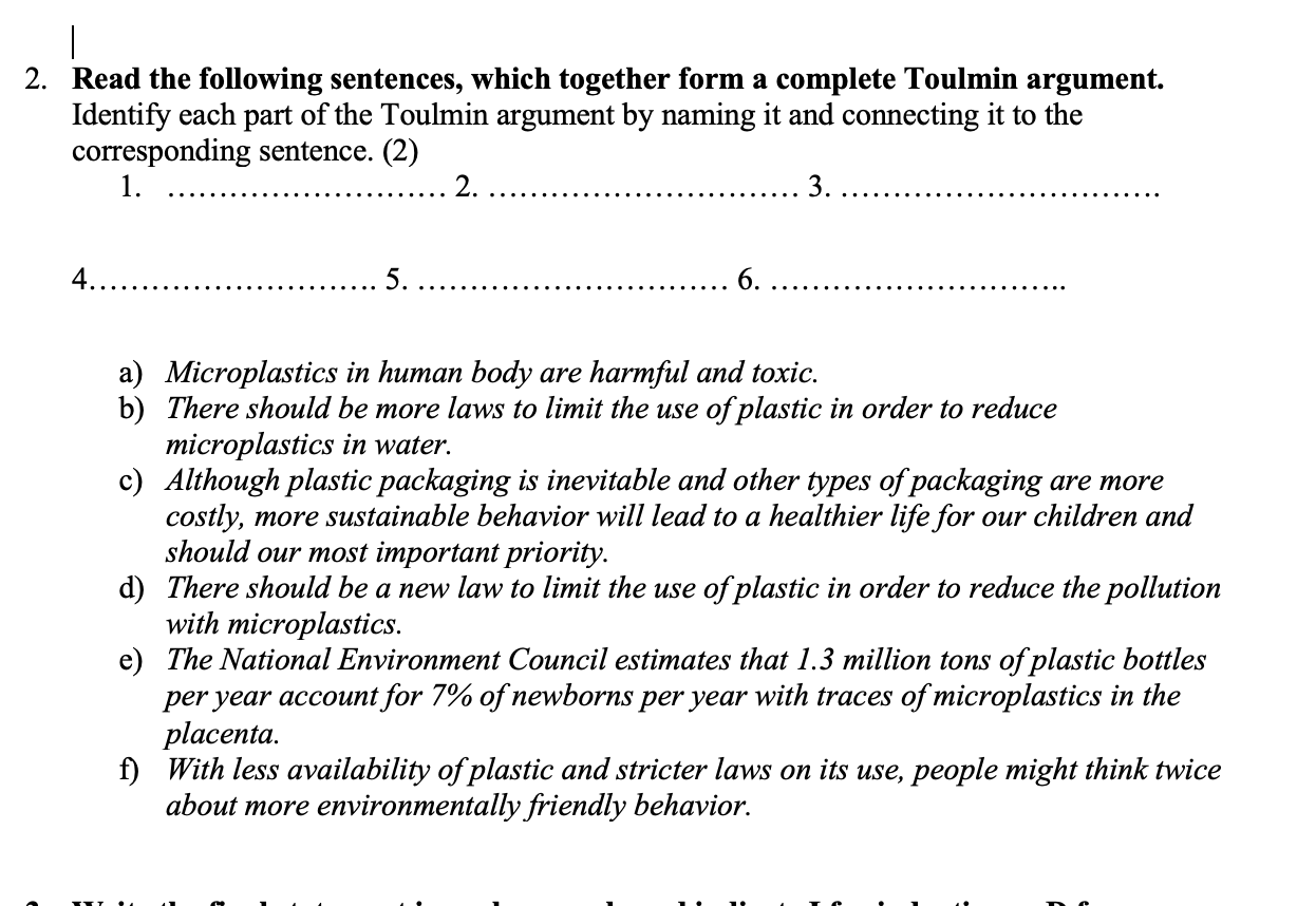 Read the following sentences, which together form a | Chegg.com