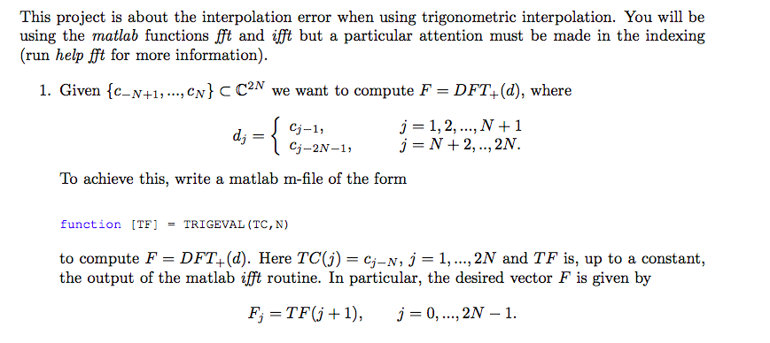 This project is about the interpolation error when | Chegg.com