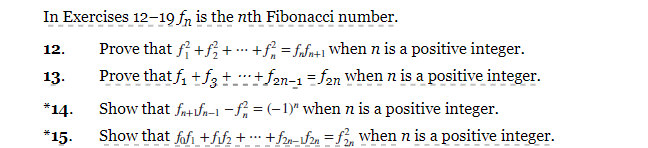 Solved 12. In Exercises 12-19 fn is the nth Fibonacci | Chegg.com