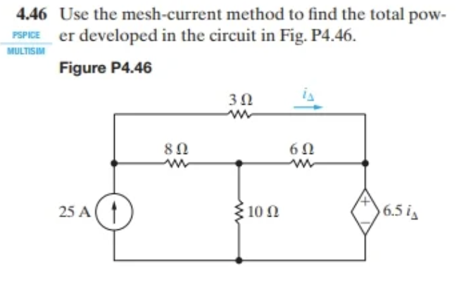 Solved 4.46 Use the mesh-current method to find the total | Chegg.com