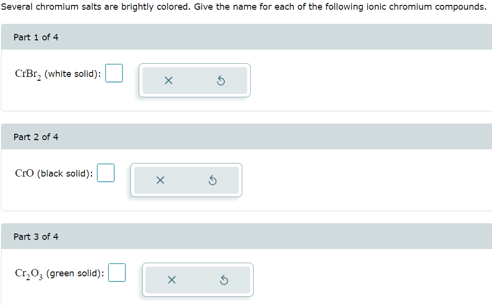 Solved Several chromium salts are brightly colored. Give the | Chegg.com