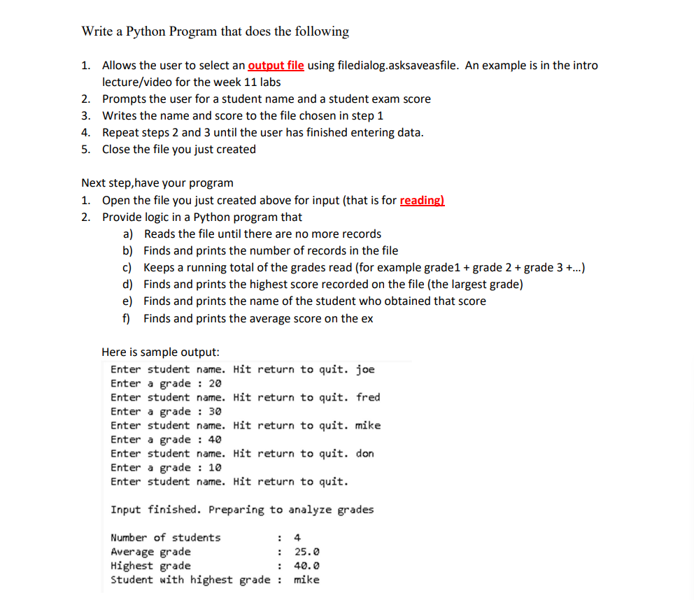 Solved Write a Python Program that does the following 1. | Chegg.com