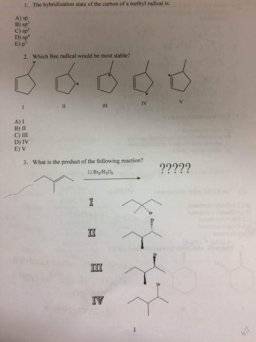 Solved The hybridization state of the carbon of a methyl | Chegg.com