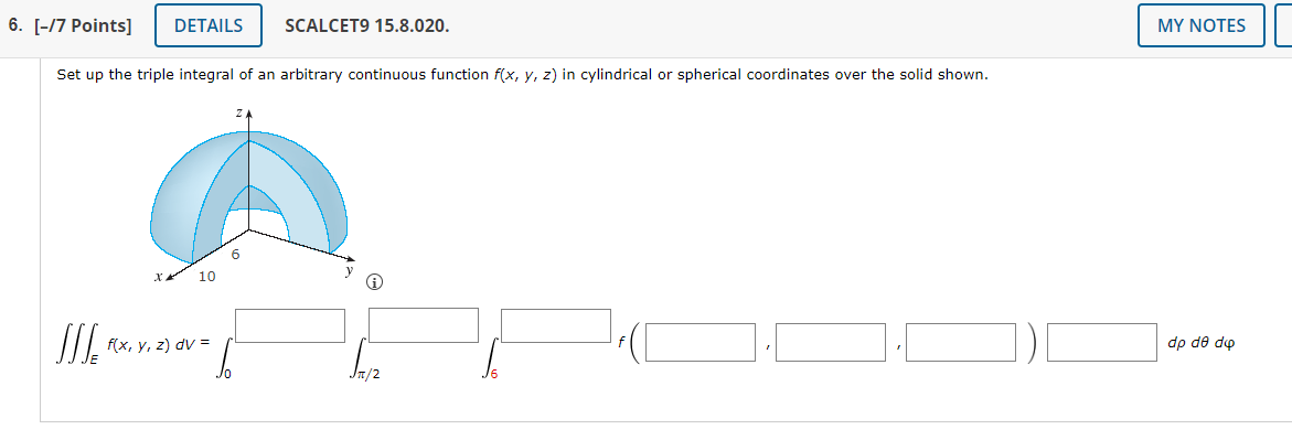 Solved Set up the triple integral of an arbitrary continuous | Chegg.com