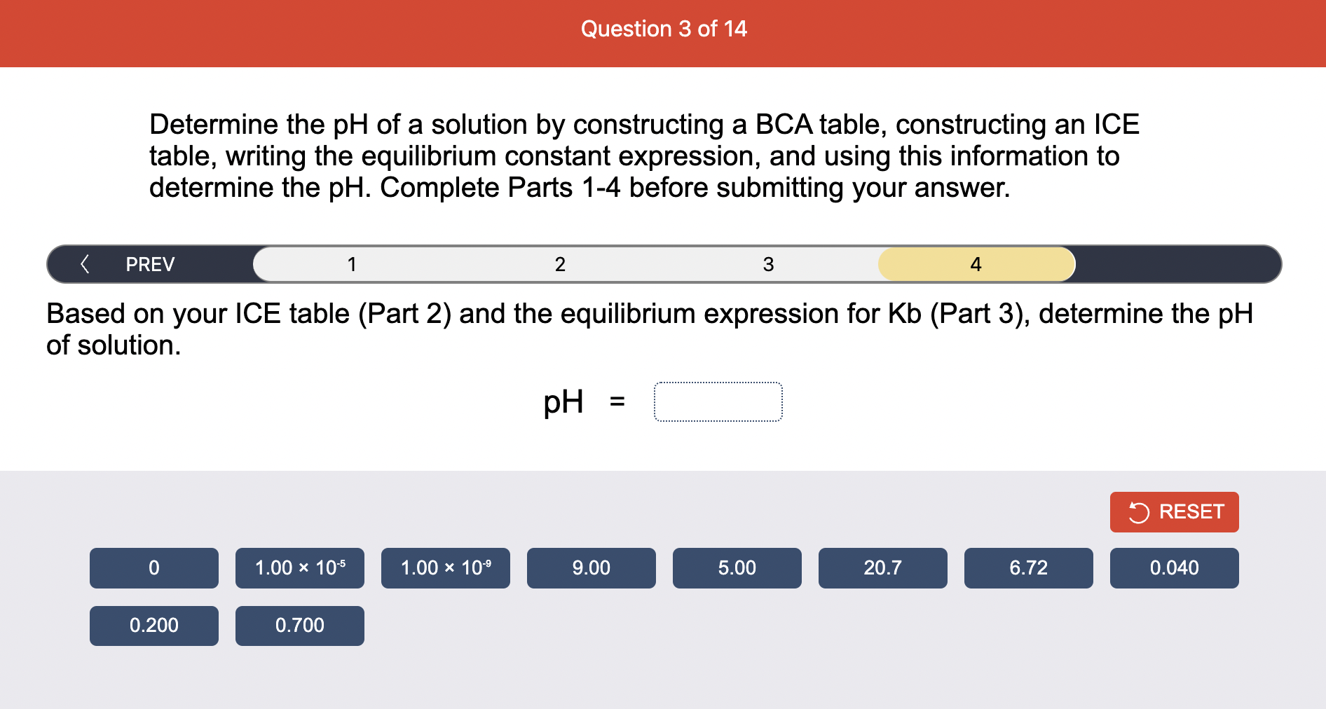 Solved Determine the pH of a solution by constructing a BCA | Chegg.com