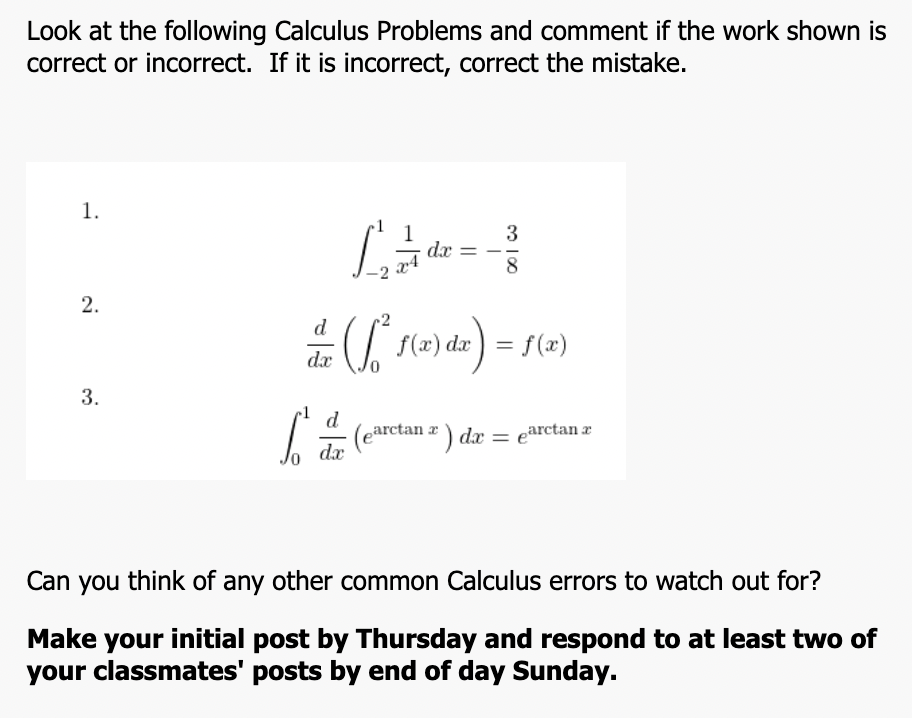 Solved Look At The Following Calculus Problems And Comment
