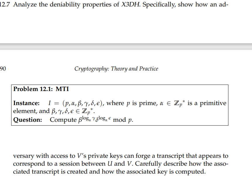 Solved 2.7 Analyze the deniability properties of X3DH. | Chegg.com