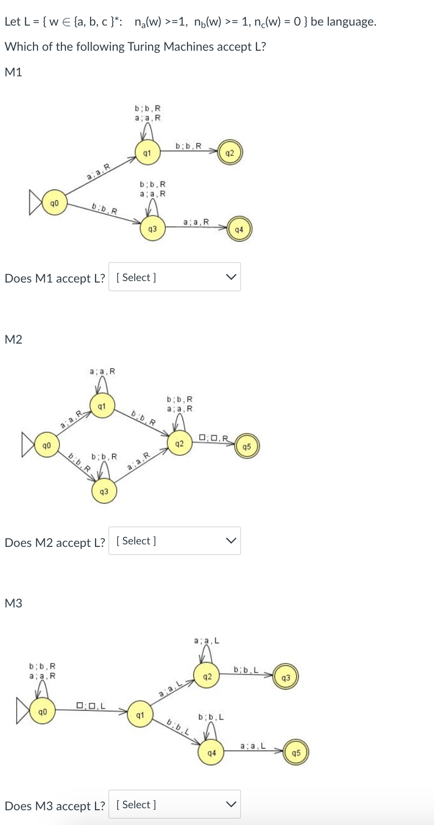Solved = Let L = {w E{a,b,c}*: nalw) >=1, nblw) - >= 1, | Chegg.com