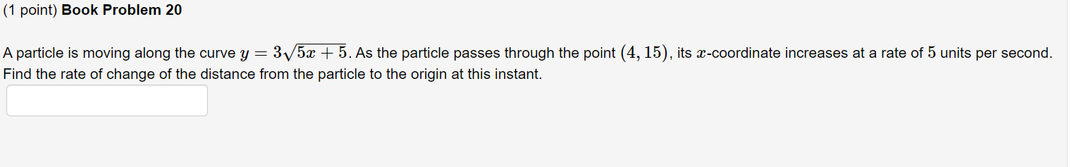 Solved (1 point) Book Problem 20 A particle is moving along | Chegg.com