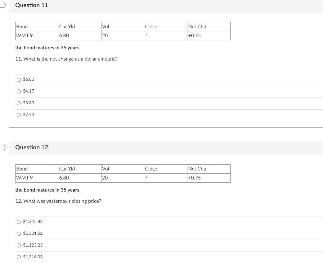 $6.80 $4.17 $5.83 $7.50 bond mat What was $1,245.83 | Chegg.com