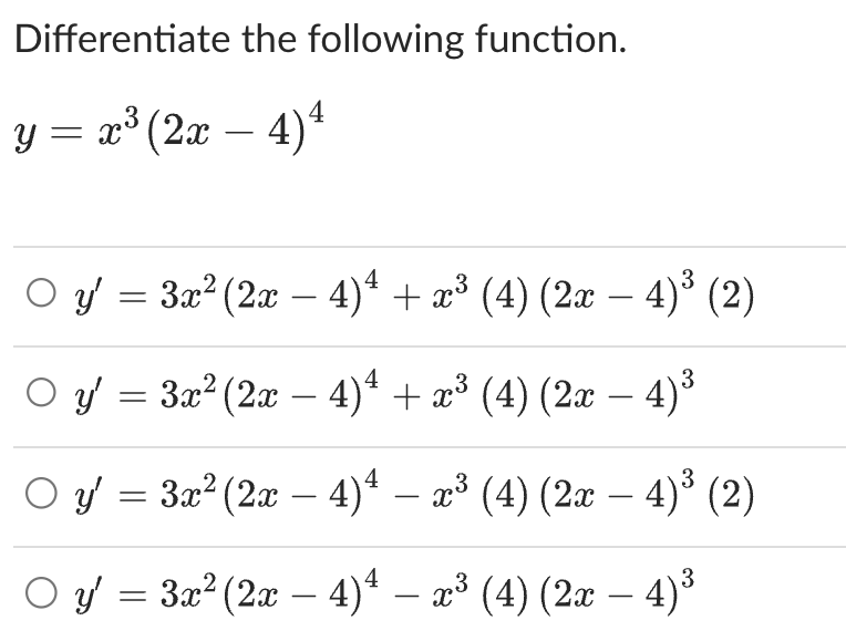 Solved Differentiate the following | Chegg.com