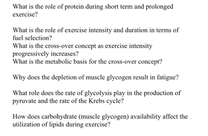 Solved What is the role of protein during short term and | Chegg.com