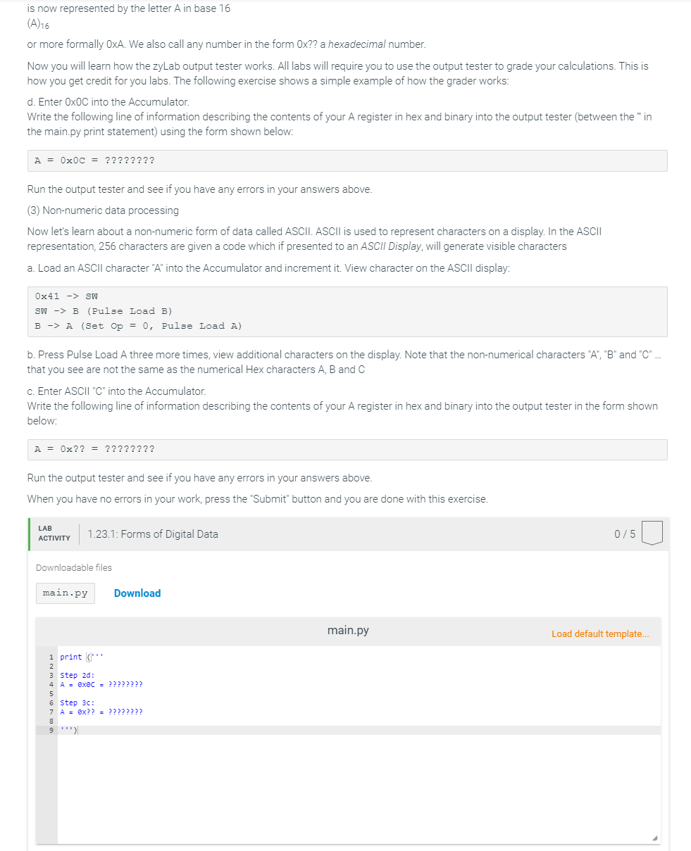 1.23 Forms of Digital Data In this lab, you will | Chegg.com