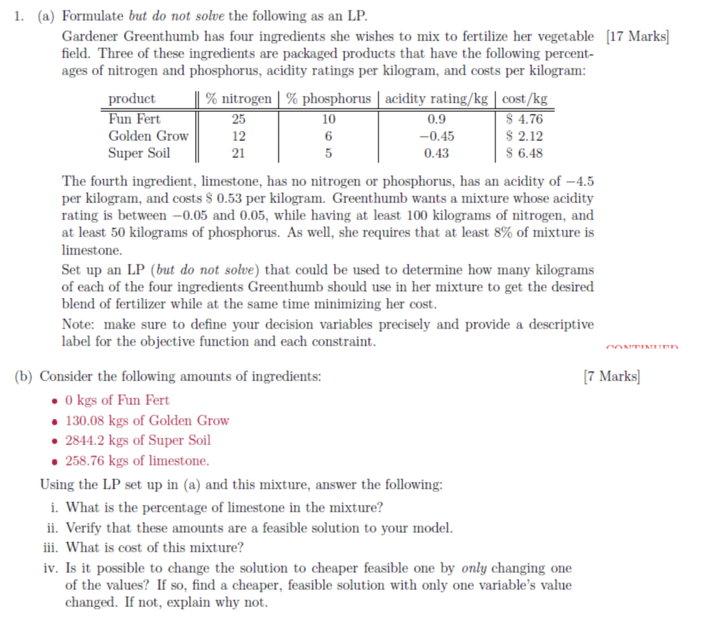 Solved (a) Formulate but do not solve the following as an | Chegg.com