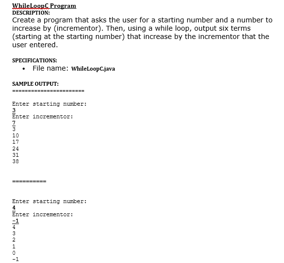 Solved Whileloop C Program Description Create A Program 1052
