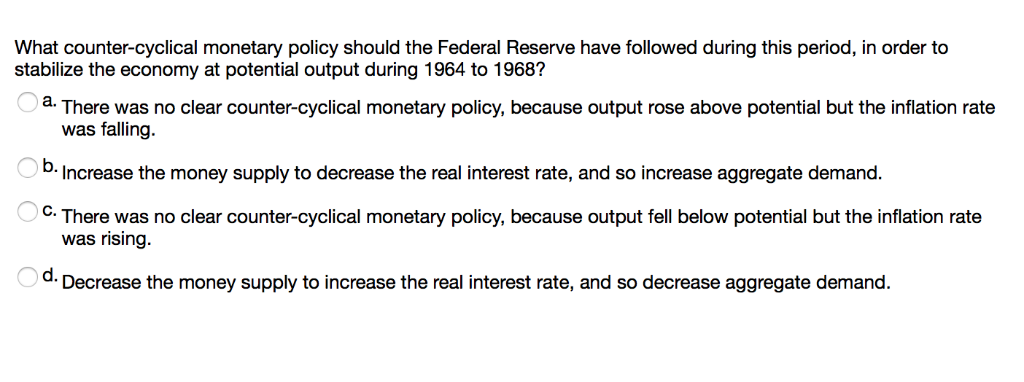 Solved What counter-cyclical monetary policy should the | Chegg.com