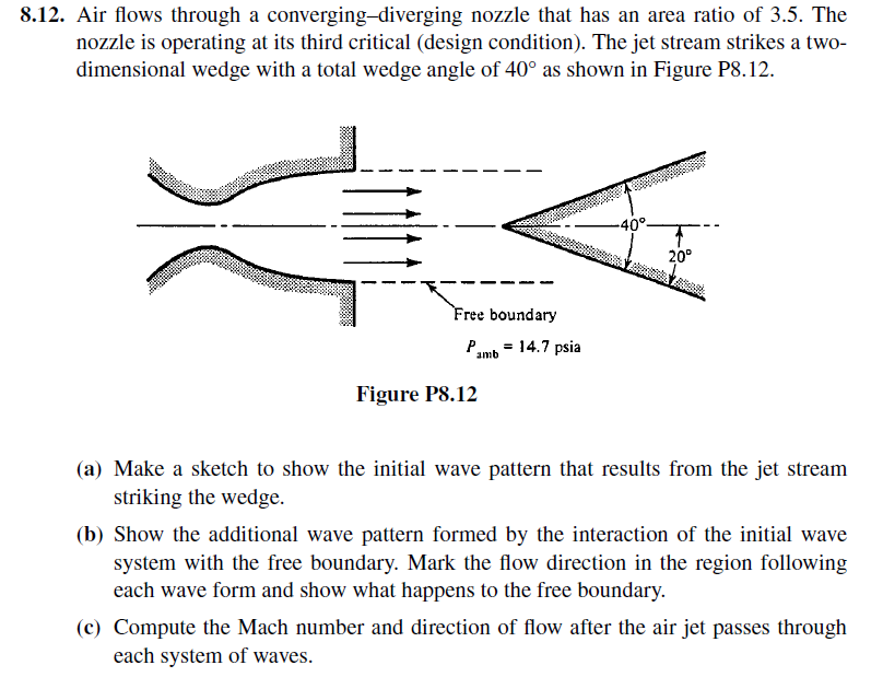 Solved 8.12. Air flows through a converging-diverging nozzle | Chegg.com