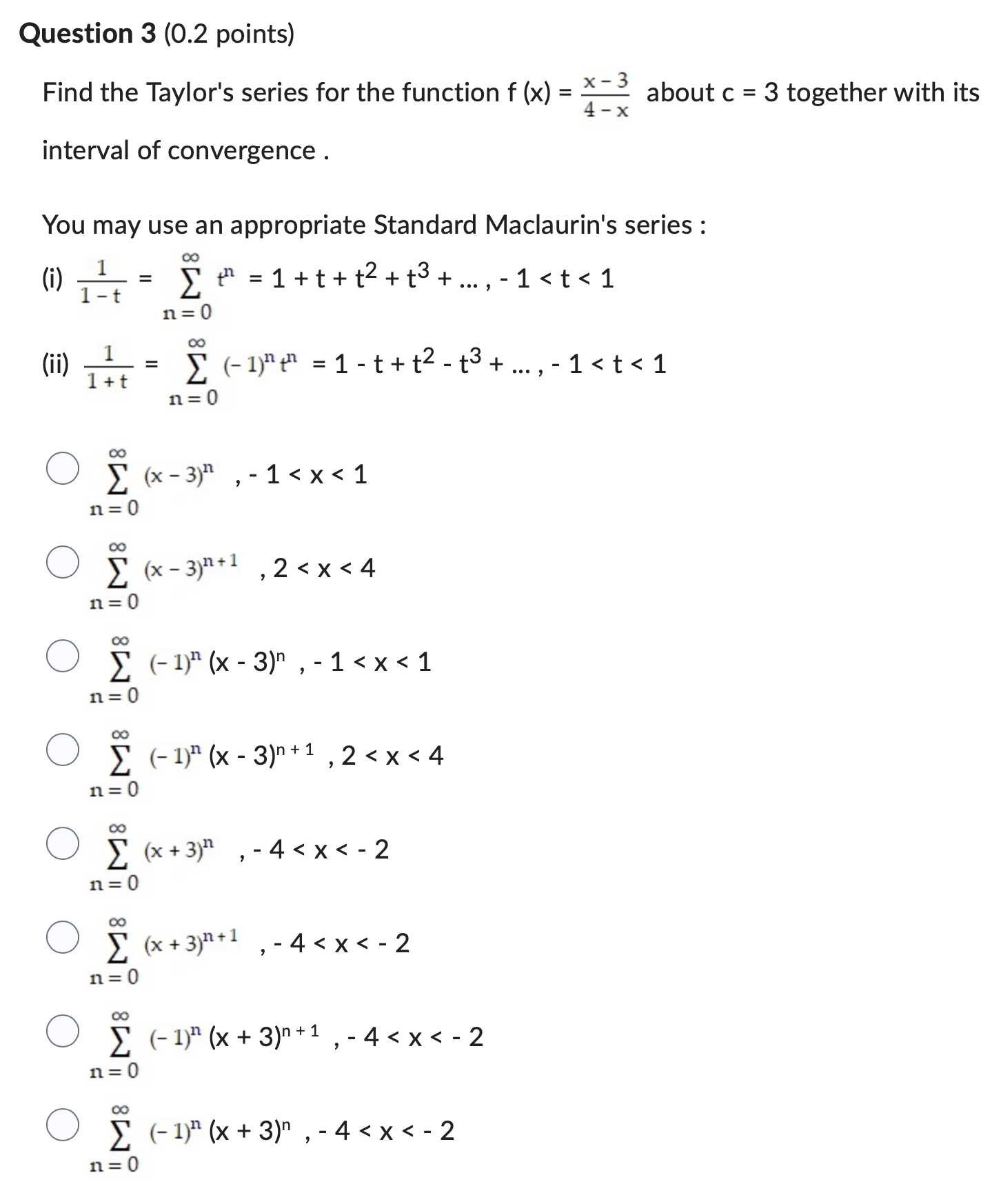 Solved Find the Taylor's series for the function f(x) = | Chegg.com