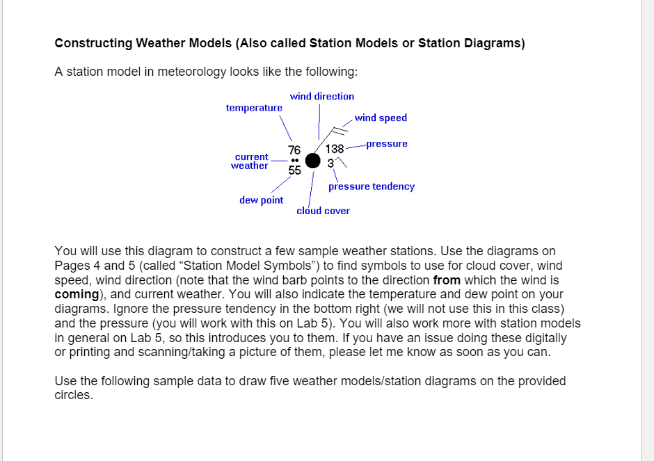 Solved Constructing Weather Models (Also called station | Chegg.com