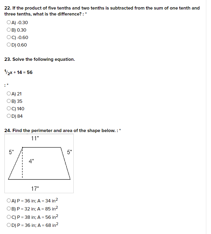 Solved 22. If the product of five tenths and two tenths is | Chegg.com
