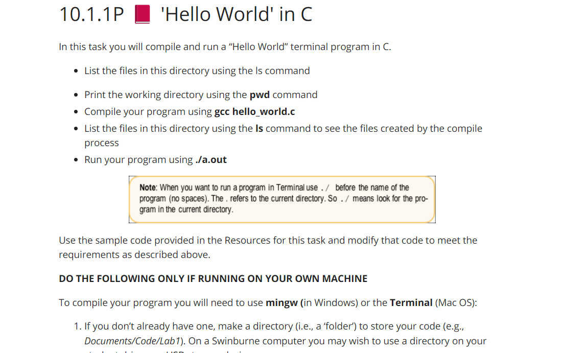 Solved 10.1.1P 'Hello World' in C In this task you will | Chegg.com