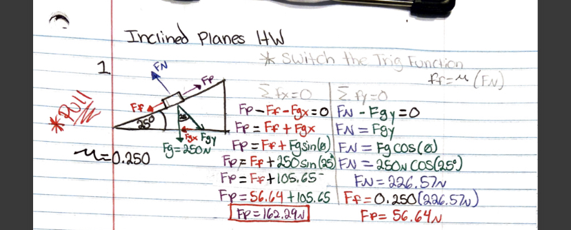 Solved Inclined Planes HW * Switch the Trig function | Chegg.com